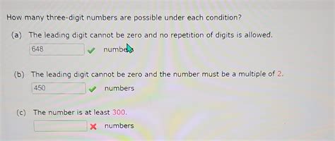 Solved How Many Three Digit Numbers Are Possible Under Each Chegg Com