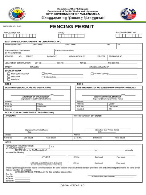 Fencingpermitform Pdf
