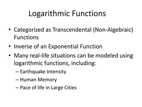 PPT Logarithmic Functions PowerPoint Presentation Free Download ID