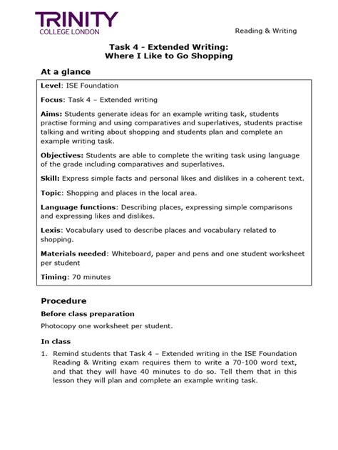 ise foundation task 4 extended writing ca2 where i like to go