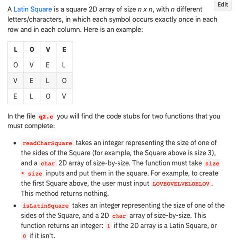 Solved Edit A Latin Square Is A Square 2d Array Of Size N