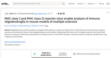 [citation Report] Mhc Class I And Mhc Class Ii Reporter Mice Enable Analysis Of Immune