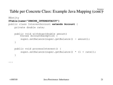Ppt Java Persistence Object Inheritance Mapping Powerpoint