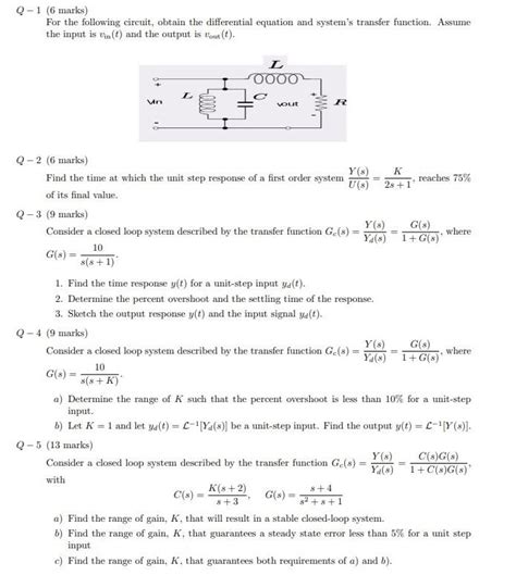 solved q−1 6 marks for the following circuit obtain the