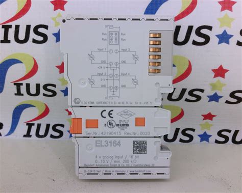 Beckhoff El3164 Plc Module 4x Analog Input 16 Bit 10v Surpius