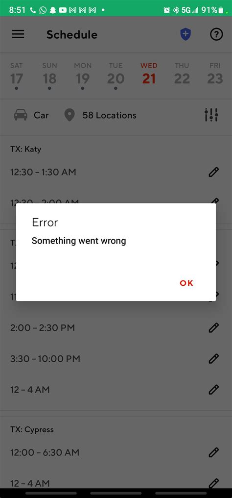 Something Went Wrong Trying To Schedule My Shift I Have An Android