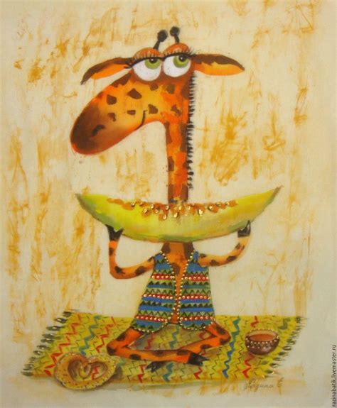 Жираф в шарфе батик панно в интернет магазине на Ярмарке Мастеров Миасс доставка по России