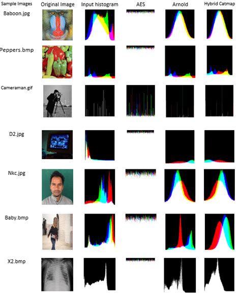 Histogram Visualization Of Samples Image Using Three Encryption Methods