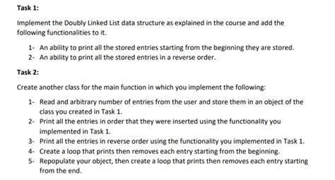Solved Task 1 Implement The Doubly Linked List Data
