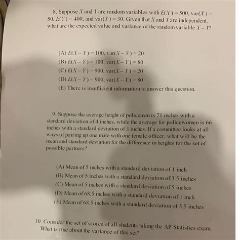 Solved Suppose X And Y Are Random Variables With E X Chegg