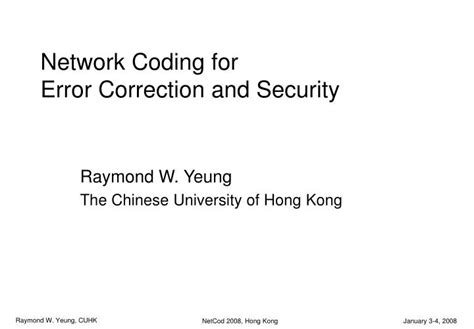 Ppt Network Coding For Error Correction And Security Powerpoint