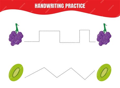 어린이를 위한 손글씨 연습 선 따라 그리기 활동 미취학 아동을 위한 교육용 워크시트 디자인 프리미엄 벡터