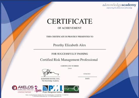 Happy To Be A Certified Risk Management Professional Preethy Alex