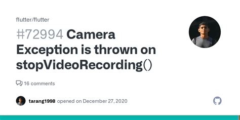 Camera Exception Is Thrown On StopVideoRecording Issue Flutter Flutter GitHub