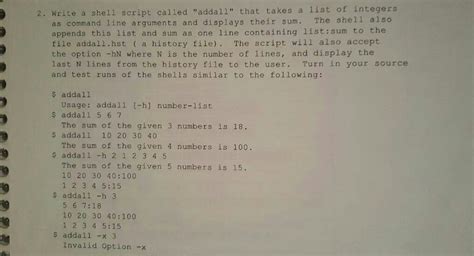 solved write a shell script called addall that takes a