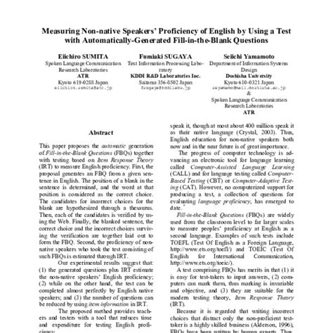 Measuring Non Native Speakers Proficiency Of English By Using A Test