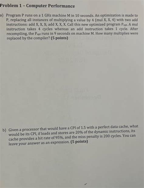 solved problem 1 computer performance a program p runs on