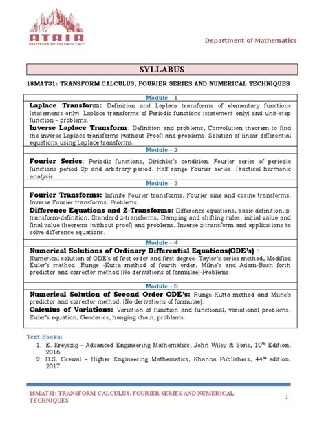 18mat31 Qb Module 1 And 2 Pdf Fourier Series Fourier Transform