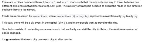 leet code medium 1466 reorder routes to make all paths lead to the