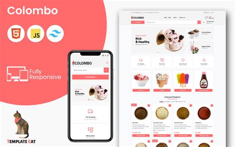 Colombo Ice Cream Store Multipurpose ECommerce Website Template HTML Tailwind CSS