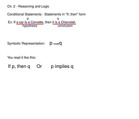ppt ch 2 reasoning and logic conditional statements statements