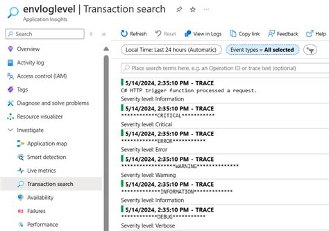 C Setting Loglevel For Azure Function Using Environment Variable