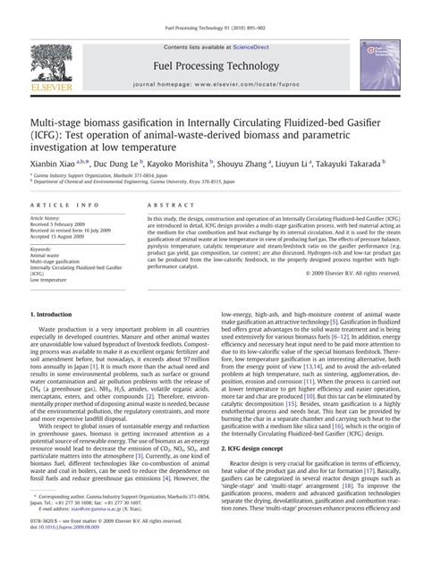 Pdf Multi Stage Biomass Gasification In Internally Circulating Fluidized Bed Gasifier Icfg
