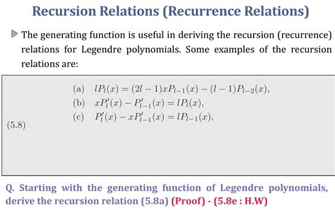 Solved Generating Function For Legendre Polynomialsthe