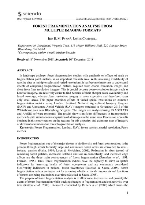 Pdf Forest Fragmentation Analysis From Multiple Imaging Formats