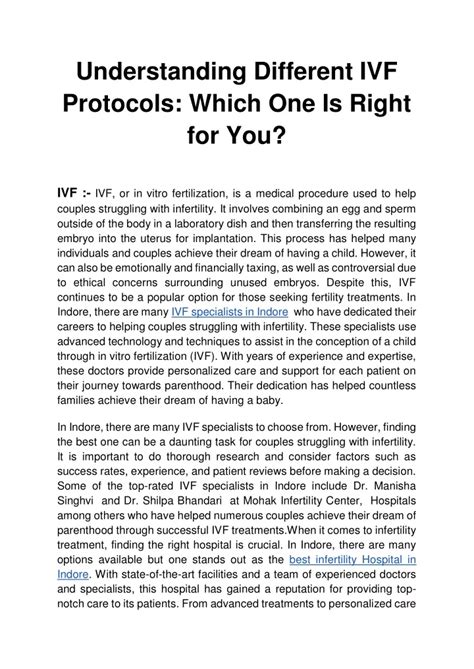 PPT Understanding Different IVF Protocols Which One Is Right For You PowerPoint Presentation