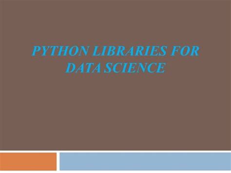 Python Libraries For Data Science in 2025 | PDF