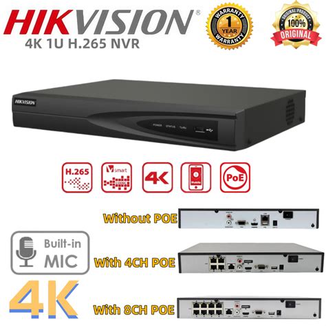 Hikvision Cctv 4k Nvr With Poe 1sata Interface Network Video Recorder Motion Detection 20 Ip