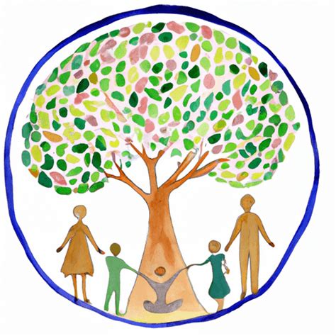 Aquarel Familie Onder De Boom Creative Fabrica