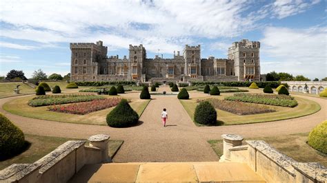 Download Someone Walking In Windsor Castle Garden Wallpaper