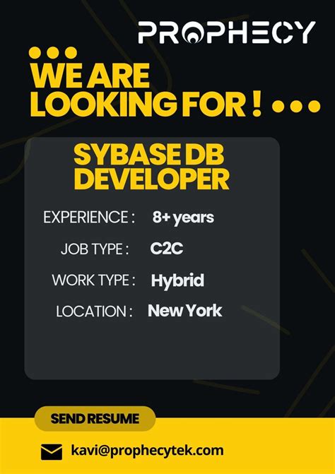 Prophecy Technologies On Linkedin Sybase Developer Dba Prophecyconsulting Jobs Ecommerce