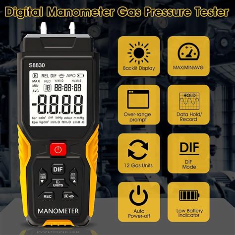Digital Manometer Pressure Gauge 36 8kpa Air Pressure Meter