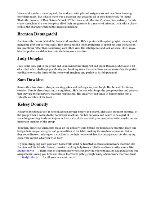 Homework Machine Characters Pdf Homework