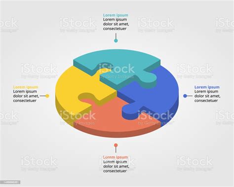 Jigsaw Graph Circle Level Chart Template For Infographic For Presentation For 4 Element Stock