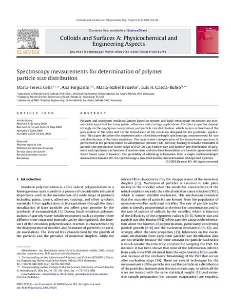 pdf spectroscopy measurements for determination of polymer particle