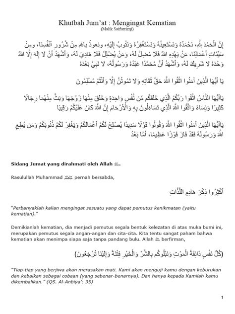 Khutbah Jumat Mengingat Kematian Pdf
