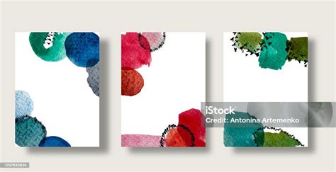 파란색 빨간색 녹색 프레임입니다 결혼식 초대장 인사말 카드 초대장을 위한 수채화 유체 회화 벡터 디자인 카드 편집 0명에 대한 스톡 벡터 아트 및 기타 이미지 Istock