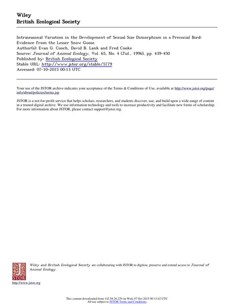 Pdf Intraseasonal Variation In The Development Of Sexual Size