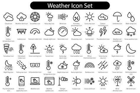 Premium Vector Weather Line Icon Set