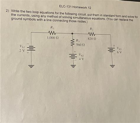 Solved Elc 131 ﻿homework 12write The Two Loop Equations For