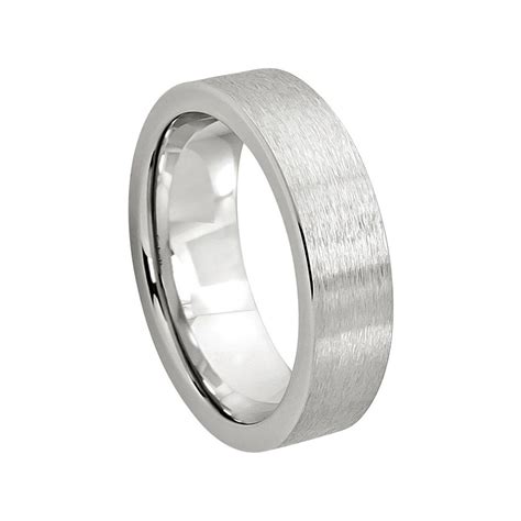 6mm Cobalt Mens Wedding Band Satin Brushed Silver Ring Etsy