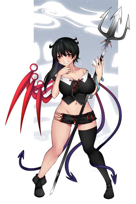 Aoshima Houjuu Nue Touhou Highres Girl Adapted Costume Black Hair Breasts Large Breasts