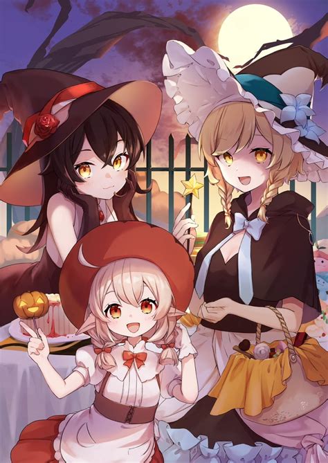 Lumine Klee Amber And Aranara Genshin Impact Drawn By Yu Ri Danbooru