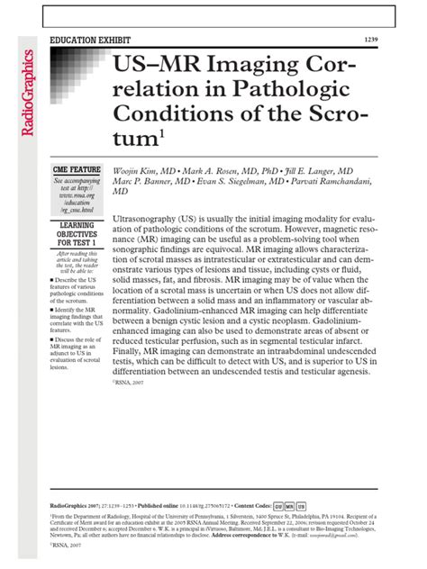 Us Mr Imaging Correlation In Pathologic Conditions Of The Scrotum Pdf