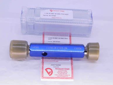 New 1 1 16 18 Unef 2b Vermont Thread Plug Gage 1 0625 Go No Go 1 0264