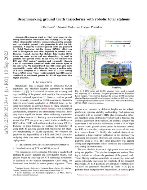 Benchmarking Ground Truth Trajectories With Robotic Total Stations Deepai